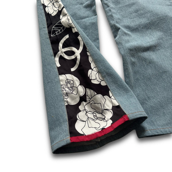 Chanel 2024 Flared Floral Cut Out Denim Sample - Ākaibu Store