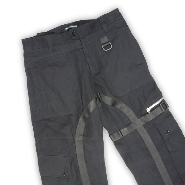 Dolce & Gabbana FW03 Black Bondage Parachute Cargo Denim - Ākaibu Store